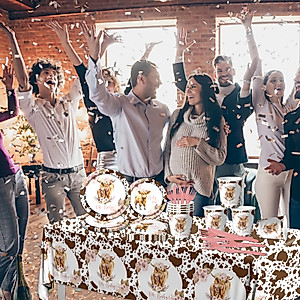 142Pcs Highland Cow Birthday Plates and Napkins,Highland Cow Baby Shower Decorations Brown Cow Print Party Supplies for Baby Shower,Holy Cow Party（20 Guests）