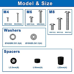 FORGING MOUNT Universal TV Mounting Hardware Pack 52pcs Fits All TVs up to 82 inches with M4, M5, M6, M8 TV Screws, Spacers and Washers