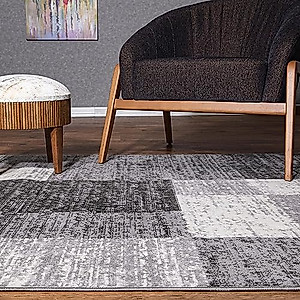 Rugshop Oslo Modern Geometric Boxes Area Rug 7'10" x 10' Gray