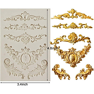 3 Pieces Baroque Fondant Molds Scroll Border Lace Silicone Molds Curlicues Gum Paste Candy Chocolate Molds for Cake Decorating Sugar Craft Polymer Clay