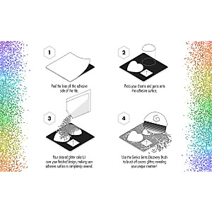 Genius Gems Glitter Tiles DIY Design Kit - Includes 2 Adhesive Squares, 1 Packet of Mixed Charms, Glitters, and Brush - Sticks to Magnetic Tiles!