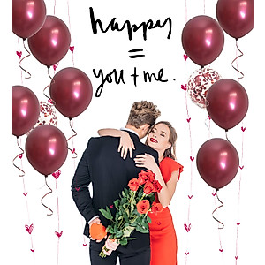 Burgundy Balloons Confetti Balloons Red for Wedding Bridal Shower Birthday Women Party Anniversary Valentines Day Decorations