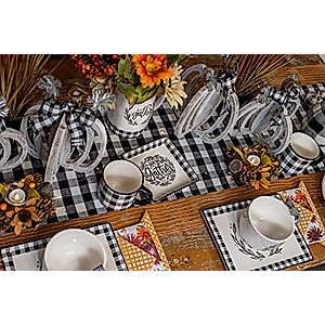 Boston International Black and White Buffalo Plaid Ceramic Serveware, 10 x 8-Inches, Platter