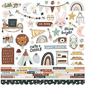 Boho Baby Cardstock Stickers 12"X12" - Combo