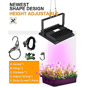 Dommia Plant Lights for Indoor Plants 350W Advanced Spectrum Wall-Attached Hanging Refugium Light for Aquarium Hydroponics Succulents Bonsai Blooming Veg Grow Lights for Seed Starting