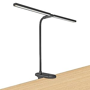 deaunbr LED Reading Light with Clip, Desk Lamp 48 LEDs 2600mAh Battery USB Rechargeable Book Lights Stepless Adjustable Brightness Eye Protection Table Lamps for Bed Headboard, Home, Office - Black