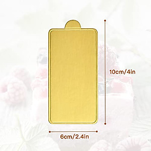 200 Pcs Mini Rectangular Cardboard, Mousse Cupcake Base, Cake Dessert Paper Board, Dissert Plates Circle Patries Cardboard Base Decorating Display for Party Wedding Catering Restaurant (Gold)