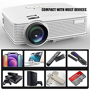 Projector Laptop Mini Projector 1080P Supported Home Outdoor Video Projector Computer, 5500 Lux 120" Display Movie Projector, Compatible with Phone, Computer, Laptop, USB, HDMI, VGA
