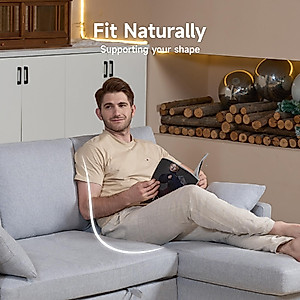 Real Relax 76'' Sleeper Sofa, 4-in-1 L Shaped Convertible Sofa Bed with Pull Out Bed and Storage, Couch with Chaise for Living Room, Apartment, Office and Bedroom, Light Gray