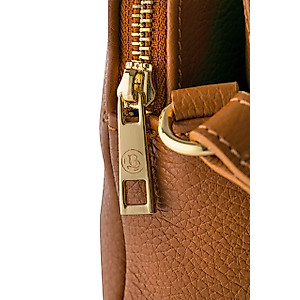 Baroncelli Crossbody Bag Made in Italy with Long Stripe Genuine Italian Soft Leather Brown