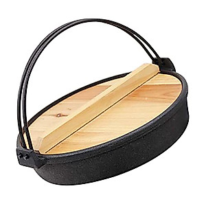 Yardwe 1 Set Skillet with Lid Japanese Sukiyaki Pot Soup Pot Nonstick Cookware Cast Iron Sukiyaki Pan Non-Sticky Cooking Utensil Camping Skillet Dumplings Iron Pan Small Cast Iron Pots
