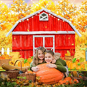 Avezano Fall Red Farm Backdrop Watercolor Autumn Pumpkin Patch Banner Fall Thanksgiving Day Baby Shower Birthday Party Decoration Banner 70.8 x 43.3 Inch