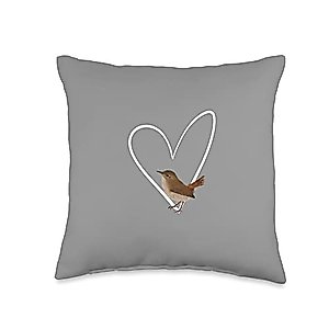 jz.birds Wren Bird Birdlover Birdwatcher Animal Biologist Throw Pillow, 16x16, Multicolor