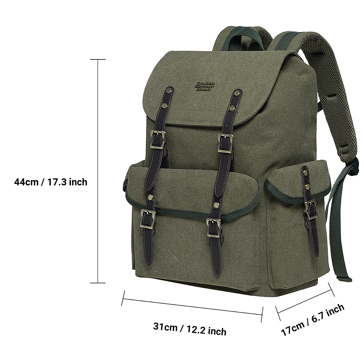 KAUKKO Vintage Casual polyster and Leather Rucksack Backpack(03-CANVAS ARMYGREEN)