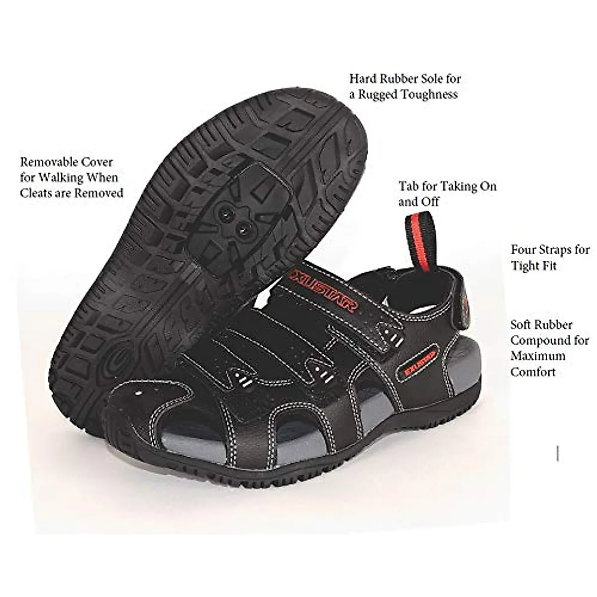 Exustar E-SS503 Bike Sandal, Black, 45/46 Euro or 11-12 US