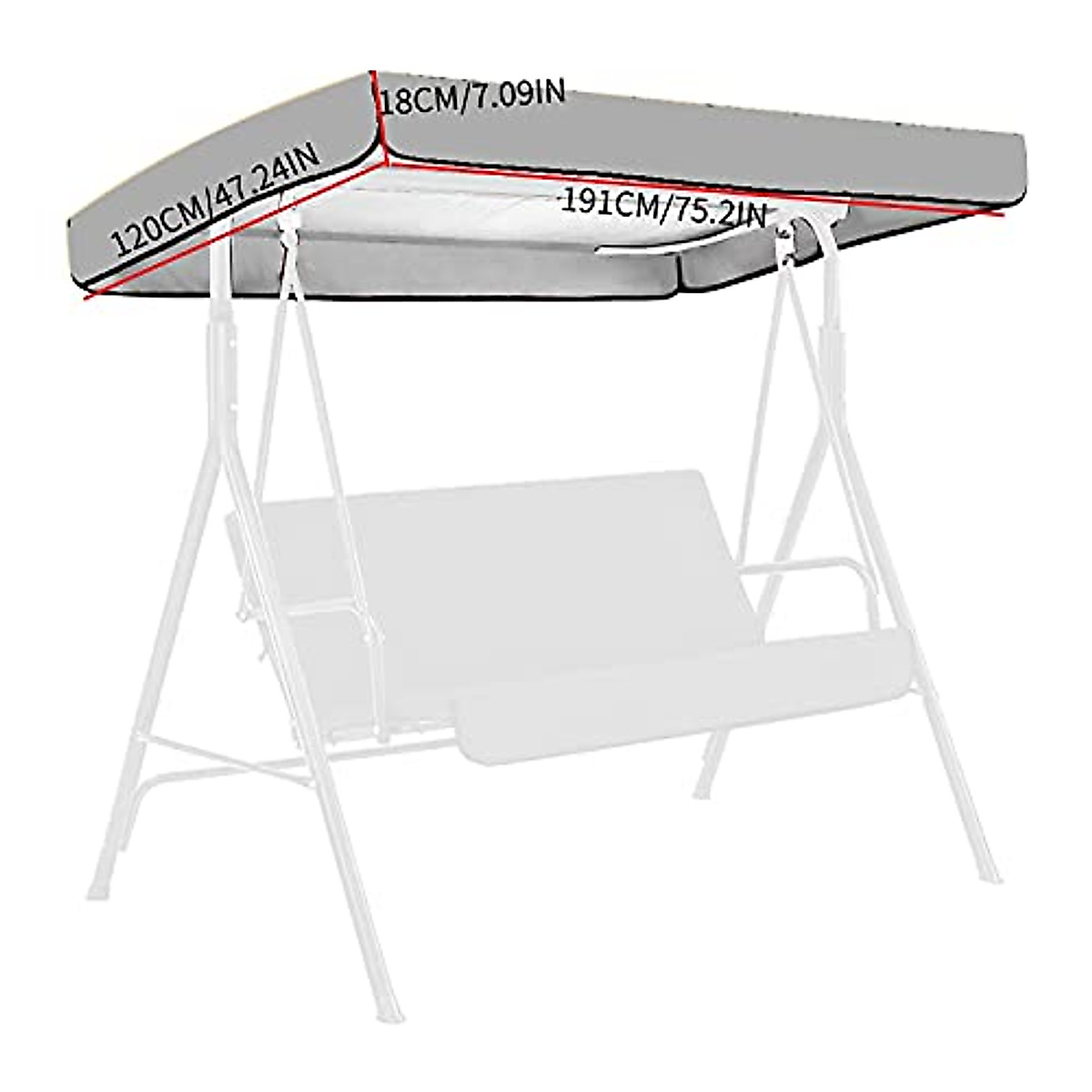 Elainilye Replacement Patio Swings Canopy Outdoor Replaceable Porch Top Cover Sunscreen Waterproof Garden Yard Swing Replacement Parts (Silver) (Beige)