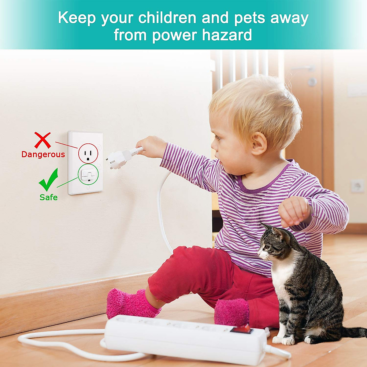 Outlet Covers Baby Proofing (40 Pack) with Hidden Pull Handle Outlet Plug Covers Prevent Electric Shock Hazard Outlet Protector Difficult for Kids to Remove Child Proof Outlet Covers