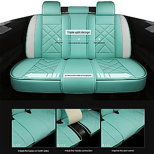 ROBECCHI Car Seat Covers Fit for Jeep Wagoneer 2022 8 Seat Car Seat Cover,No-Slip Waterproof Breathable Faux Leather Automotive Seat Covers,Full Set，Blue White