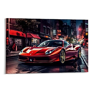 Car Poster Ferrari F40 Supercar Posters Racing Car Canvas Wall Art For Boy's Bedroom SuperCar Wall Decor Frame-style 30x20inch(75x50cm)
