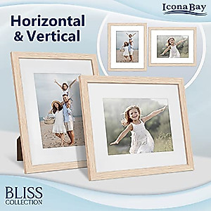 Icona Bay 8x10 Picture Frames with Removable Mat for 5x7 Photos (Light Oak, 5 Pack), Modern Style Wood Composite Frames, Table Top or Wall Mount, Bliss Collection