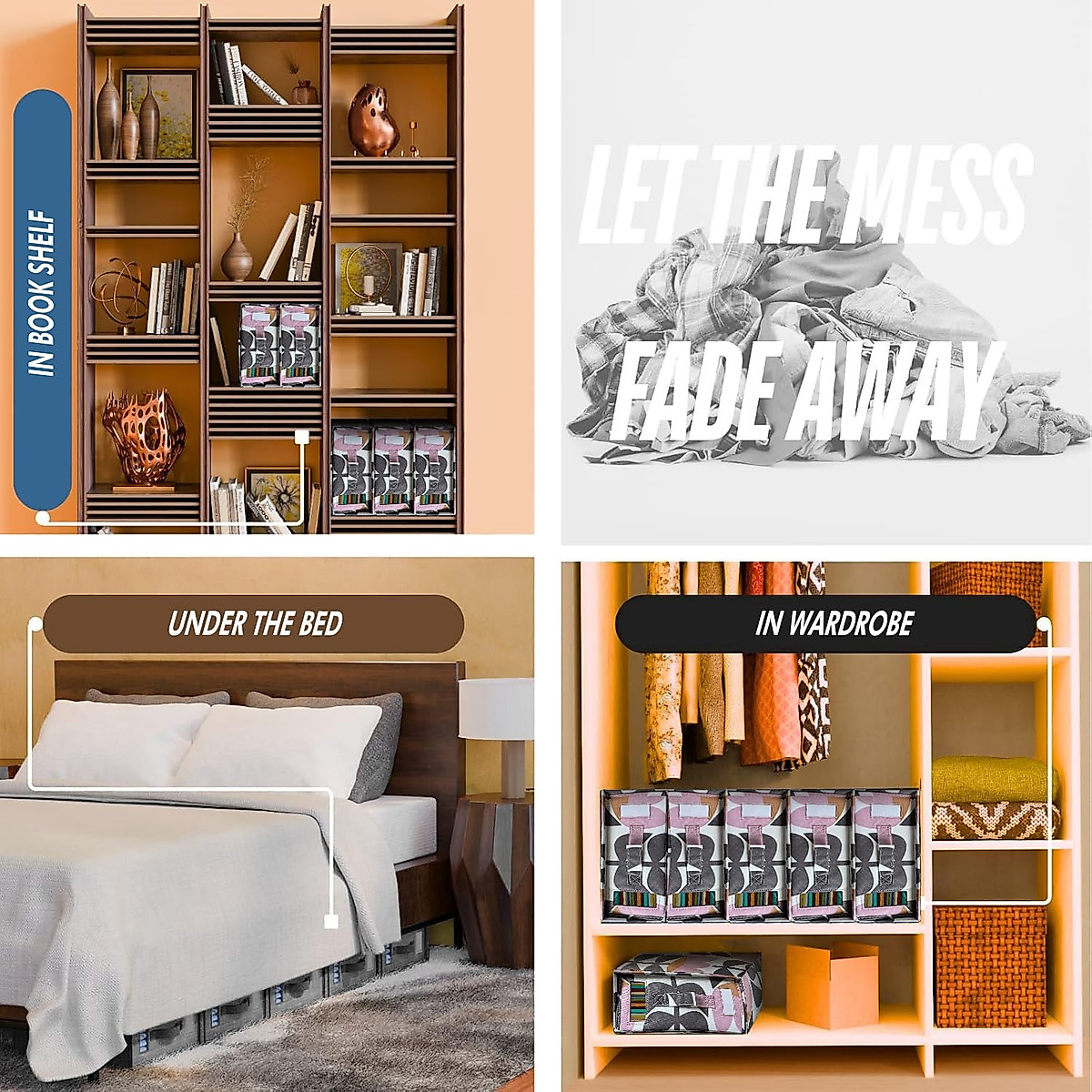 Foldable Bedding Organizer, Storage Bins for Bed Sheets, Duvet Covers and Pillowcases, Blankets, Clothes 2 pack(Queen or King) (retro flower)