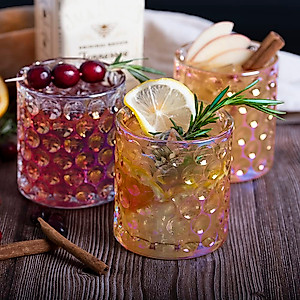 ACASSA, Gin and Tonic Glassware, Iridescent Drinking Glasses, Romantic Water Glasses, Bubble Design Drinking Glasses, Hobnail Drinking Glasses, Wine, Cocktail, Lowball, Bourbon, Whisky, Scotch Glasses