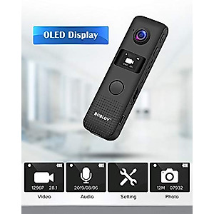 BOBLOV C18 WiFi 1080P Body Camera with OLED Screen and One Big Button for Recording 4Hours 1080P Recording Clip for Wearable (32GB)