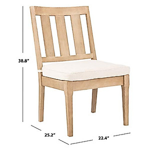 Safavieh CPT1018A-SET2 Couture Dominica Natural and White Wooden Outdoor (Set of 2) Patio Dining Chair