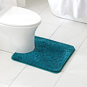 MIULEE 2pc 20''x30'' Bath Rugs and 20''x24'' Toilet Bath Mat, Non Slip Shaggy Absorbent Bathroom Rugs Set 3 Pieces, Teal
