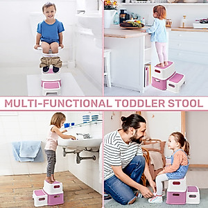 Ronipic 2 Step Stools for Kids, Toddler Step Stool for Toilet Potty Training, Anti-Slip Potty Stools with Numbers/ABC, Bathroom Step Stool for Kitchen
