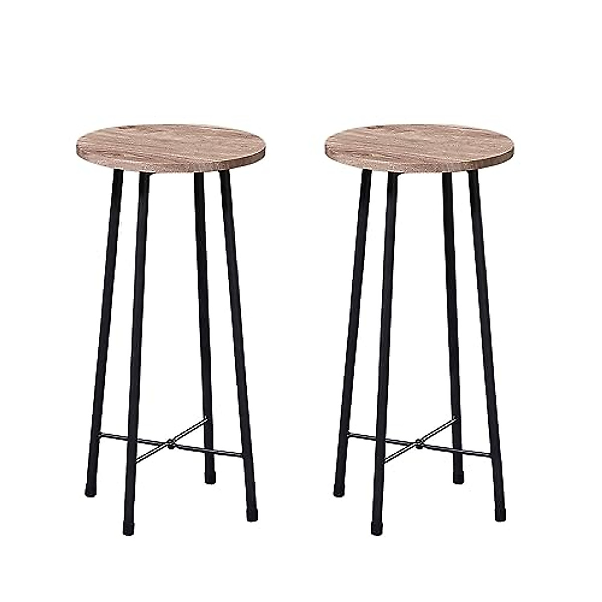 VECELO 24" Round BarStools, Modern Bar Stools Counter Height, Bistro Seats with Wood Surface, Simple Chairs for Living Room Dining Room, Breakfast Dinner Nap Conference, Maple
