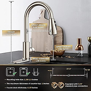 Kitchen Faucets with Pull Down Sprayer Brushed Nickel,Jurishan Upgraded Single Level Stainless Steel Kitchen Sink Faucet with 3-Spray Mode, 360°Swivel Faucet for for Kitchen,Farmhouse,RV,Bar