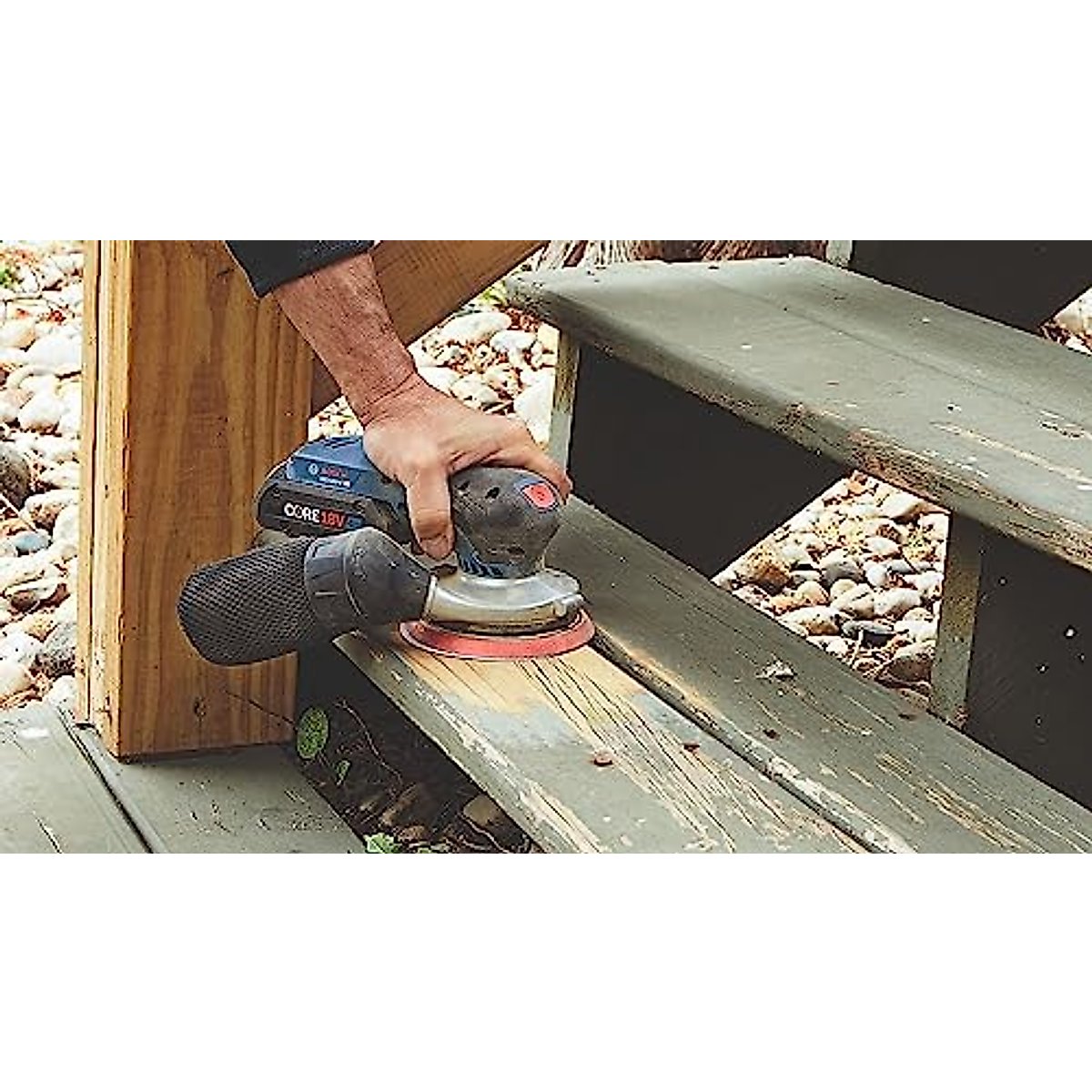 BOSCH GEX18V-5B15 18V Brushless 5 In. Random Orbit Sander Kit with (1) CORE18V 4 Ah Advanced Power Battery