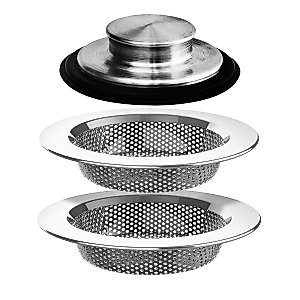 3PCS - Windran Kitchen Sink Drain Strainer and Sink Drain Stopper Set, Upgraded Double-Layer Safe Design for Most Kitchen Sink Drain Basket (4.5 Inch)