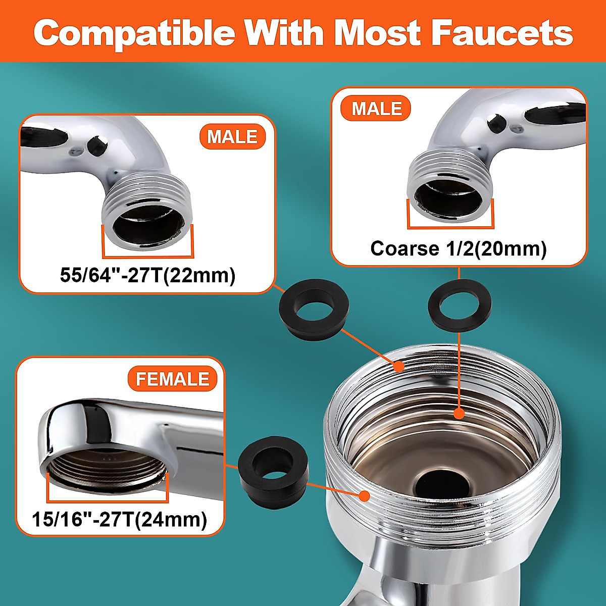 Spurtar 2 PCS 1440° Faucet Extender for Bathroom Sink, 2 Outlet Mode 1080° Rotatable Faucet Aerator + 360° Swivel Faucet Attachment Multifunctional Extension, Splash Filter Kitchen Faucet Extender