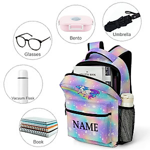Custom Galaxy Rainbow Unicorn Backpack Personalized Name Text Backpack Daypacks Customized BookBags School Bag for Student Boys Girls