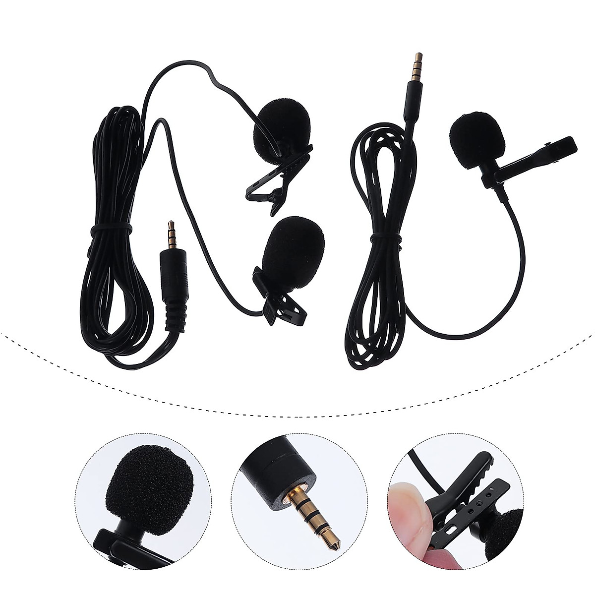 2 Sets Lavalier Microphone Usb Microphone Karaoke Mic Handheld Dynamic Microphone Computer Cordless Microphone Lavalier Lapel Mic Clip on Lapel Microphone Wireless Metal Carla