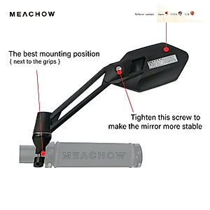 MEACHOW New Scratch Resistant Glass Lens,Handlebar Bike Mirror, Adjustable Safe Rearview Mirror, Bicycle Mirror (Silver Left Side) ME-005LS
