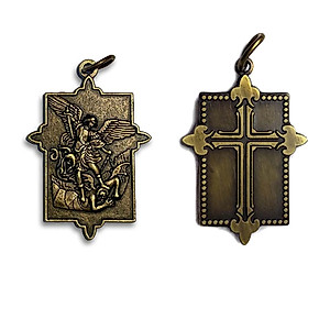St. Michael Medal with Holy Card Bronze