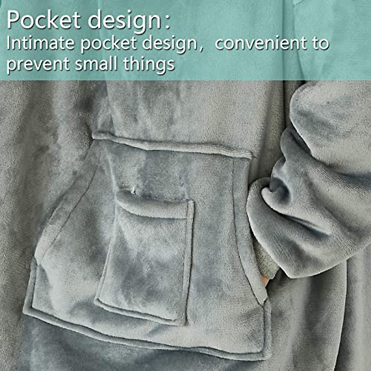 NapCure Blanket Hoodie Sweatshirt, Wearable Sherpa Fleece Oversized TV-Blanket (Dark Grey, Standard Size)