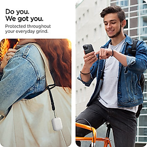 Spigen Universal Adjustable Hand Wrist Strap Phone Lanyard Compatible with Apple Airpods Pro (2nd Generation) - Dark Black (1 Pack)