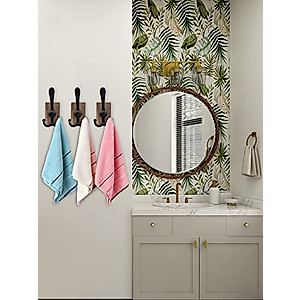 WYTAOHZL 3PCS Coat Hooks Wall Mounted Tri Hooks Wall Coat Rack Large Matte Metal Black Coat Hooks for Wall Heavy Duty Walnut Coat Rack Hooks with 3 Hooks for Coat Hat Towel Mudroom Bathroom Entryway