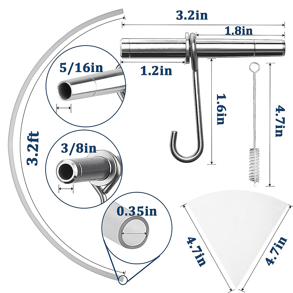 YEOSLL Maple Syrup Tapping Kit - Food-Grade Stainless Steel, PFOA-Free, Includes Maple Syrup Taps, Brush and Filters, 1-Set