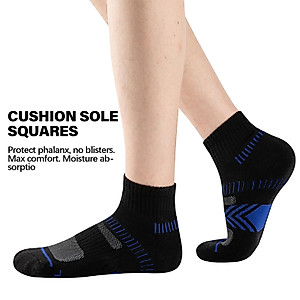 COOPLUS Mens Cushioned Ankle Socks, Cotton Athletic Performance Quarter Socks