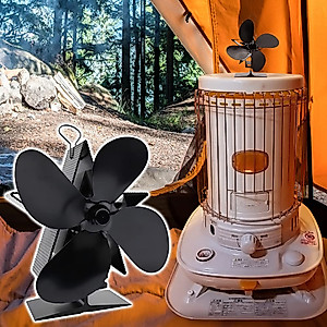 Japard 4 Blades Heat Fan for Wood Stove, Thermal Fan for Wood Stove, Wood Burner Fans for Circulating Warm, Wood Stove Fan Non Electric Heat Powered, Log Wood Stove Oil Fan