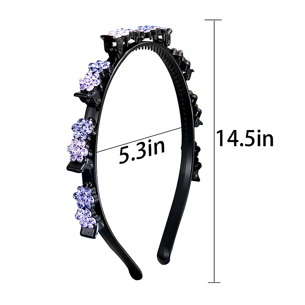 GeoGeoDIY 5 Pieces Flower Crystal Hair Band for Women Hairpin Headbands Double Layer Twist Plait Headband with Clips Hollow Woven Headband Hair Accessories for Women Girls