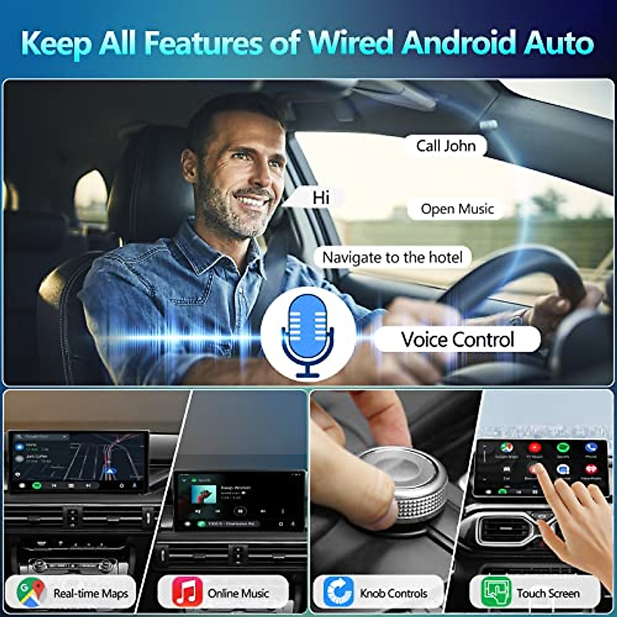 2023 Android Auto Wireless Adapter for OEM Factory Wired Android Auto Cars, Plug & Play Easy Setup Wireless Android Auto Dongle for Android Phones Converts Wired Android Auto to Wireless