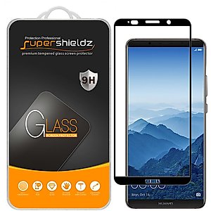 Supershieldz (2 Pack) Designed for Huawei (Mate 10 Pro) Tempered Glass Screen Protector, (Full Screen Coverage) Anti Scratch, Bubble Free (Black)