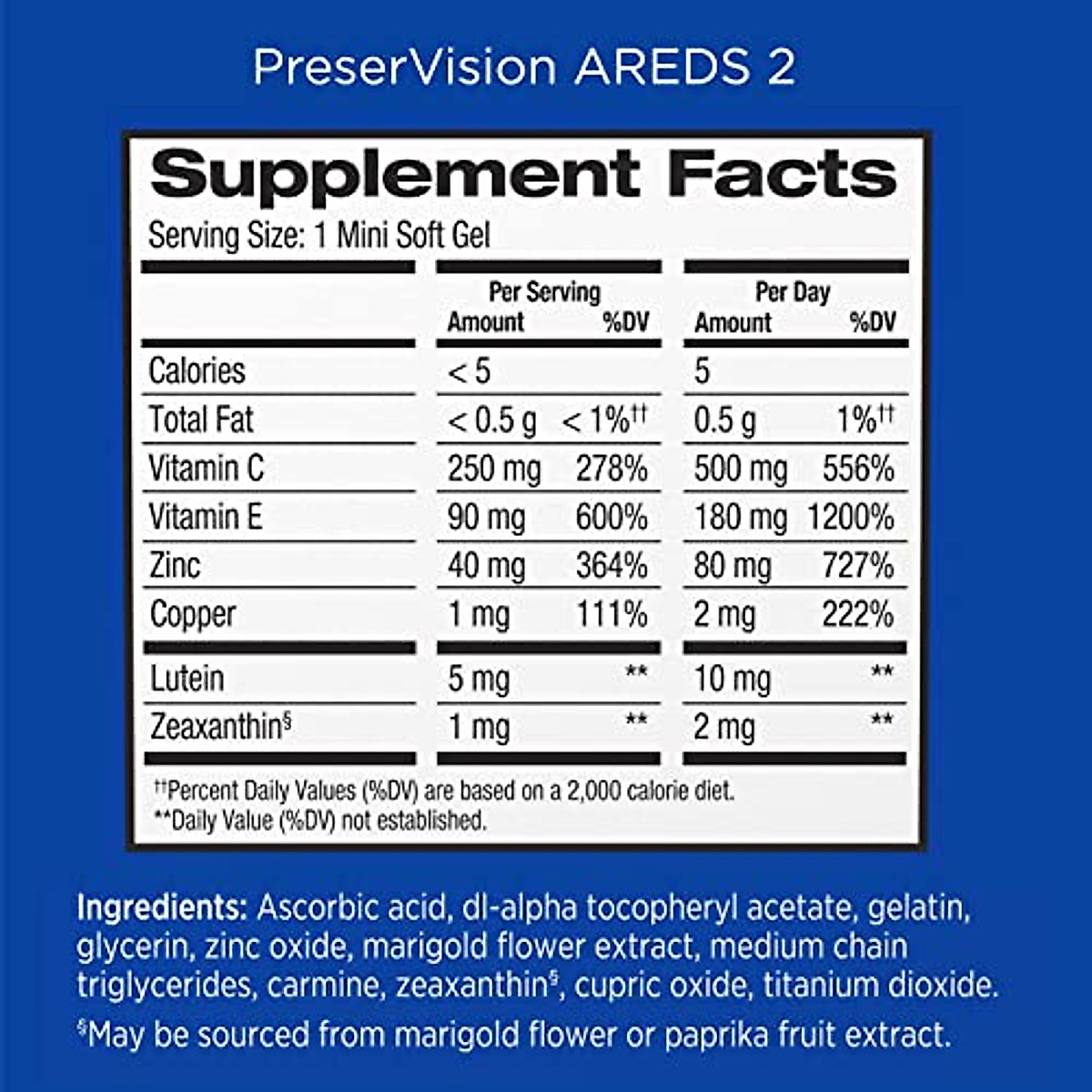 PreserVision AREDS 2 Eye Vitamin & Mineral Supplement, Contains Lutein, Vitamin C, Zeaxanthin, Zinc, Copper & Vitamin E, 100 Softgels (Packaging May Vary)