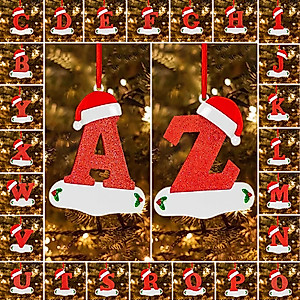 IAMAGOODLADY Christmas Decorations,Christmas Tree Decorations 26 English Letters Ornaments DIY Xmas Tree Hanging Decor Single Letter with Christmas Hat Chrsitmas Decorations 2023